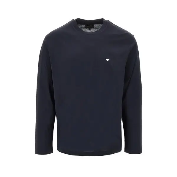 Emporio Armani Lyocell And Cotton Blend T-hirt With Logo - Blue