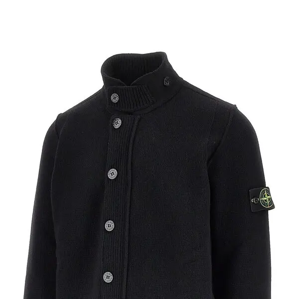 Stone Island Knitted Cardigan With Logo Badge
