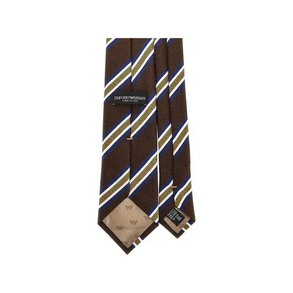 Emporio Armani Silk Necktie With Jacquard Motif - Brown