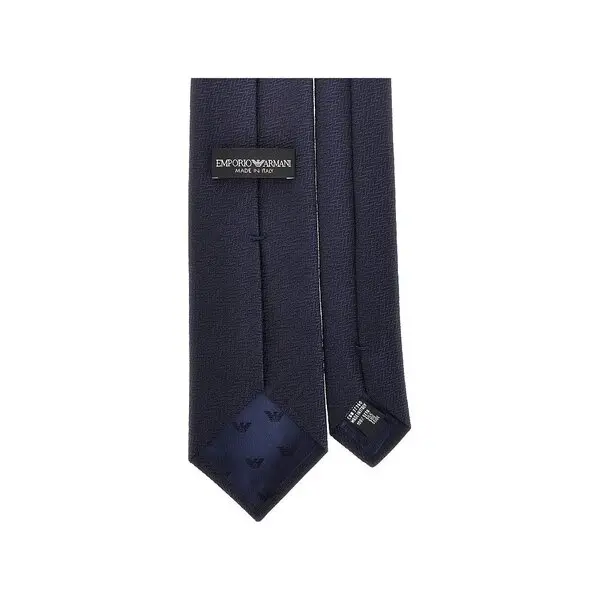 Emporio Armani Silk Necktie With Jacquard Motif - Blue