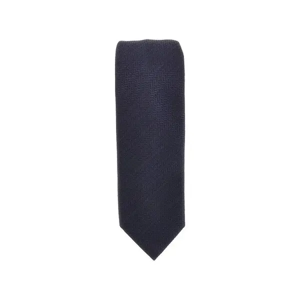 Emporio Armani Silk Necktie With Jacquard Motif - Black