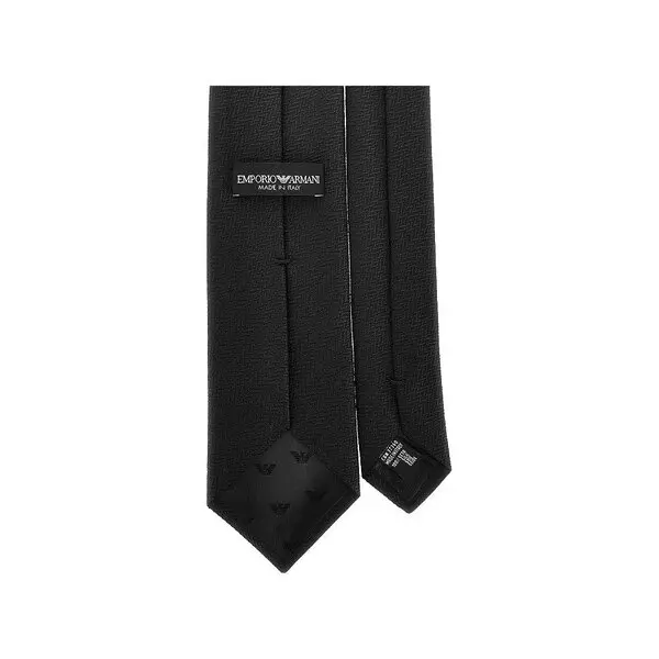 Emporio Armani Silk Necktie With Jacquard Motif - Black