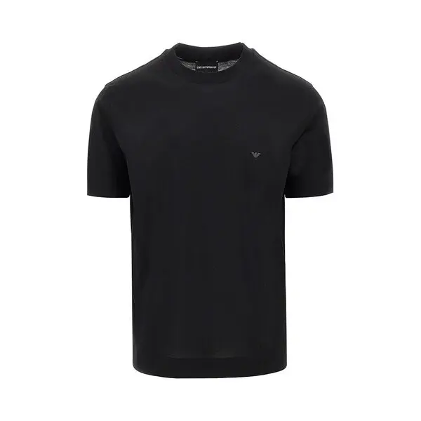 Emporio Armani Lyocell And Cotton Blend T-hirt With Logo - Black