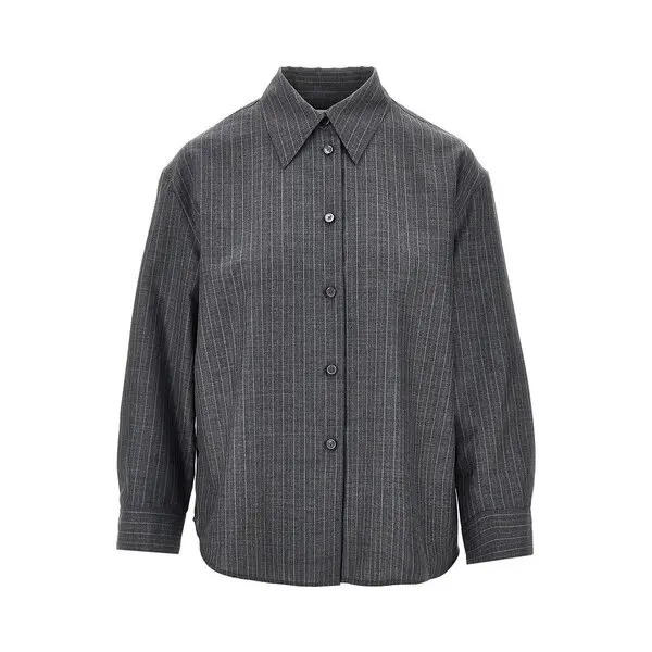 JIL SANDER Wool Shirt With Pin-striped Motif - Grey