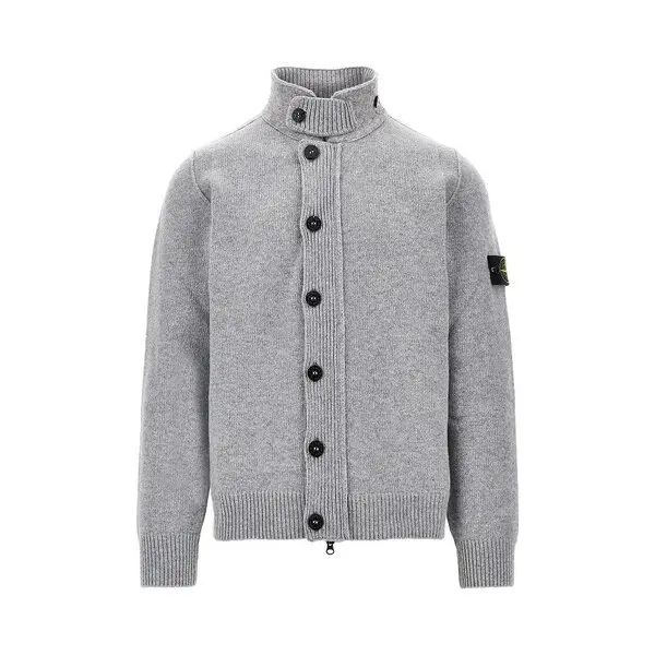 Stone Island Knitted Cardigan With Logo Badge