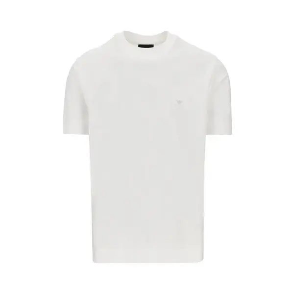 Emporio Armani Lyocell And Cotton Blend T-hirt With Logo - White