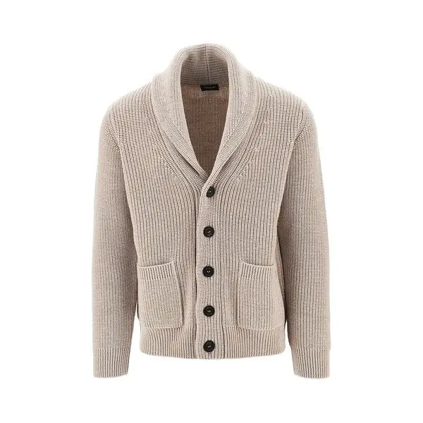 DRUMOHR Merino Wool Cardigan With Shawl Collar - Beige