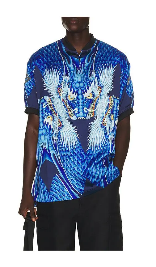 Y3 Drgn Satin Jersey In Blue