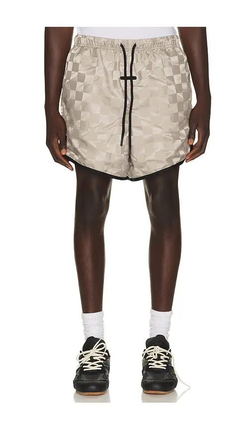 Fear Of God Checkered Gym Short In Grey - Seal
