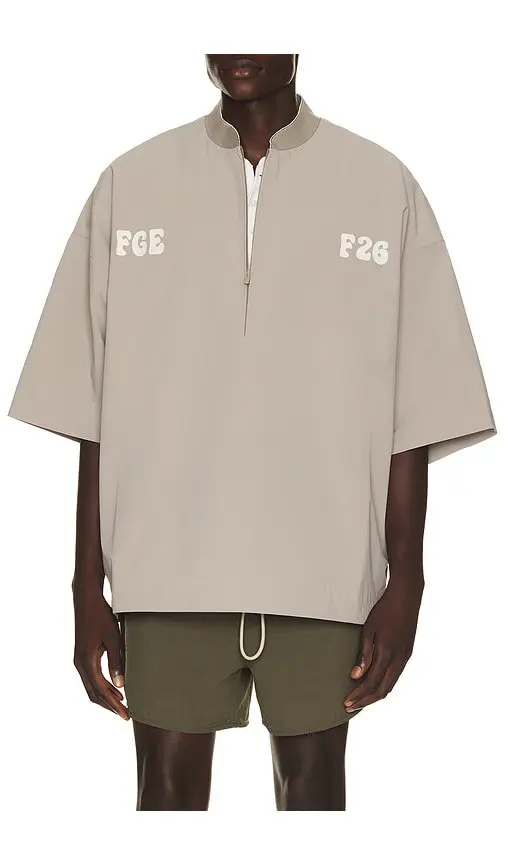Fear Of God Half Zip Baseball Shirt In Grey