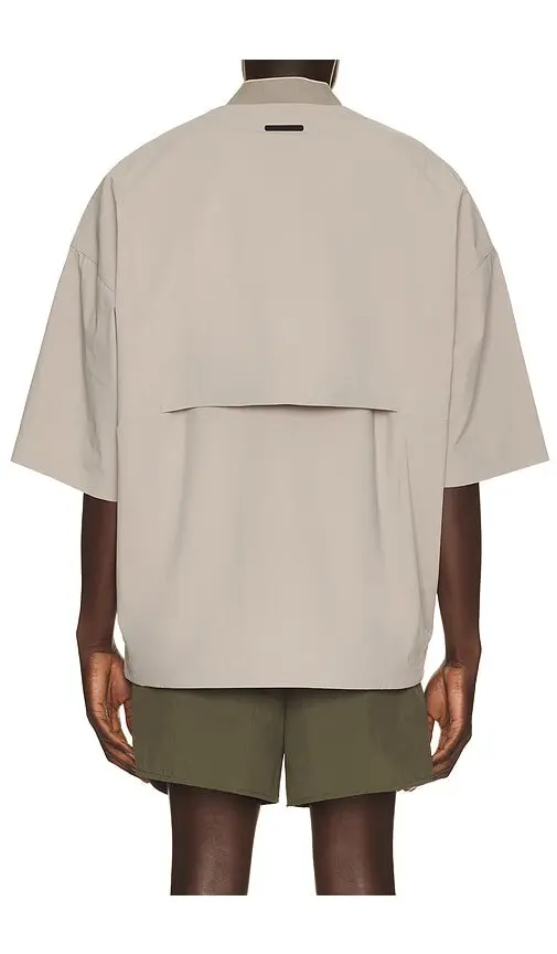 Fear Of God Half Zip Baseball Shirt In Grey