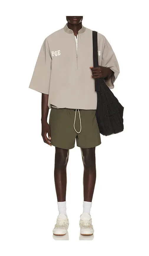 Fear Of God Half Zip Baseball Shirt In Grey