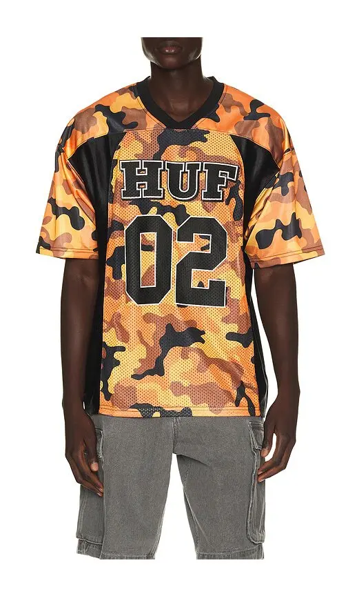 HUF Camo Football Jersey Tee In Orange