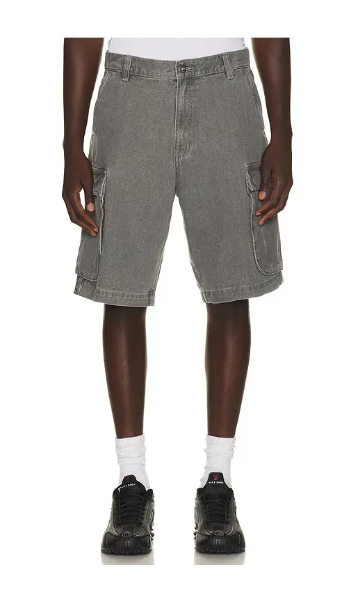 HUF Oval Denim Cargo Short In Grey