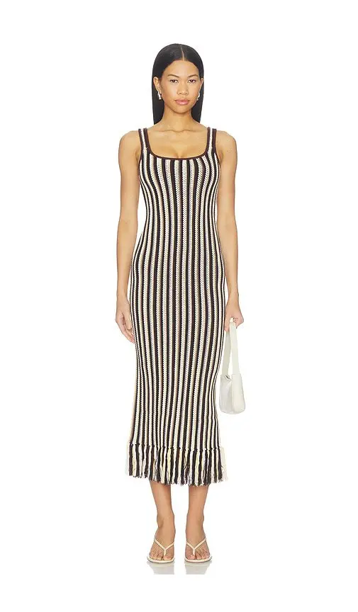 Amanda Uprichard Jolie Midi Dress In Brown - Cocoa Combo