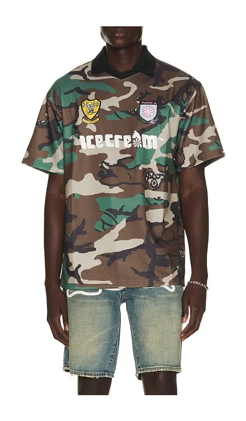 ICECREAM Acid Short Sleeve Soccer Jersey In Green - Camo