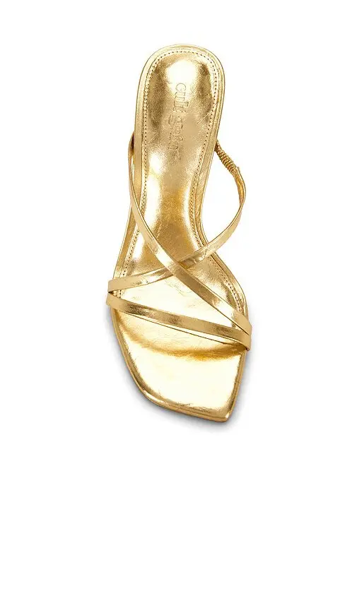Cult Gaia Metallic Gold Sandal With Sculptural Heel