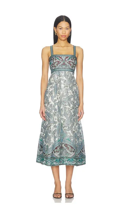 Veronica Beard Rye Dress In Blue - Ecru Multi