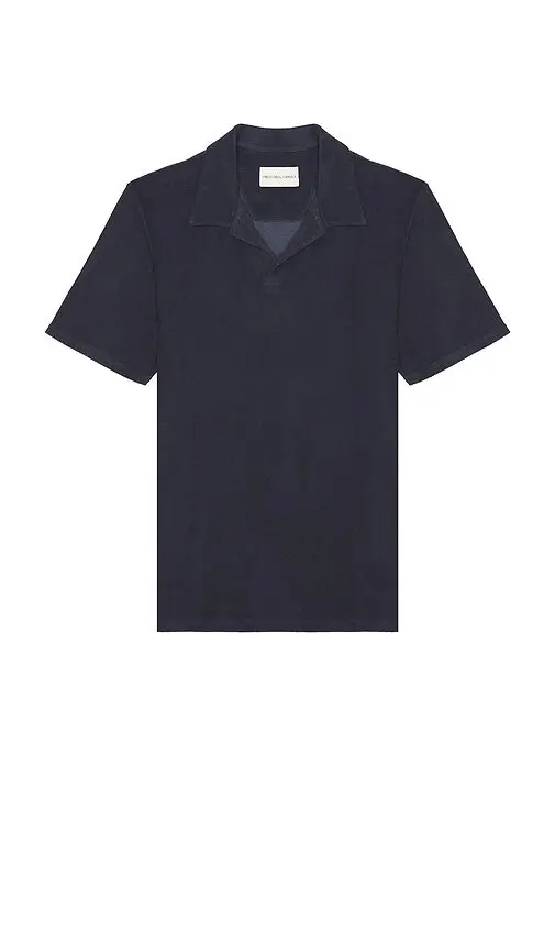 Frescobol Carioca Faustino Terry Cotton Blend Polo Short Sleeve In Navy