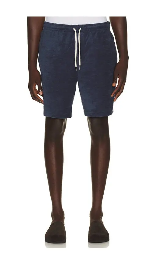 Faherty Brand Cabana Towel Terry Sweatshort In Blue - Deep Navy