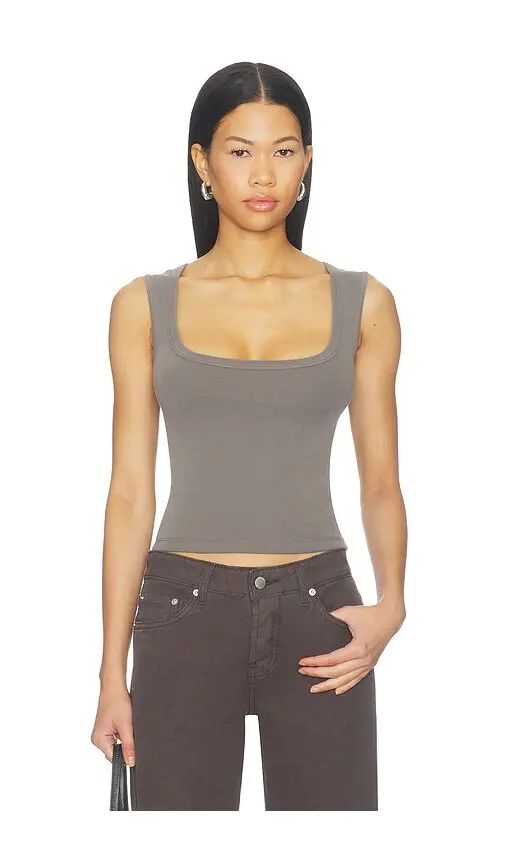 ST. AGNI Organic Cotton Ballerina Top In Tan - Clay