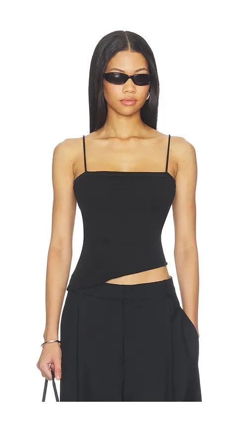 ST. AGNI Organic Cotton Square Neck Cami Top In Black - Jet Black