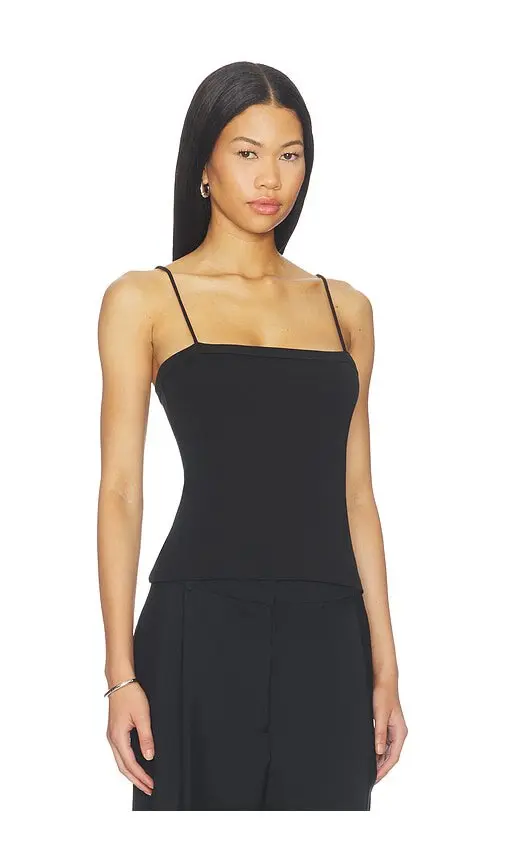 ST. AGNI Organic Cotton Square Neck Cami Top In Black - Jet Black