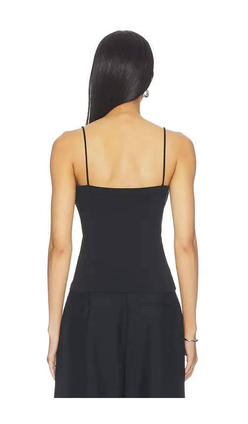 ST. AGNI Organic Cotton Square Neck Cami Top In Black - Jet Black