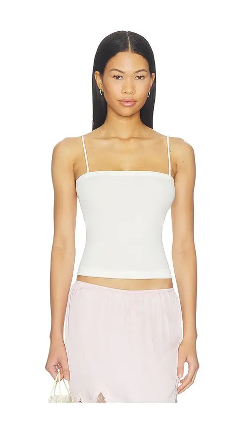 ST. AGNI Organic Cotton Square Neck Cami - White