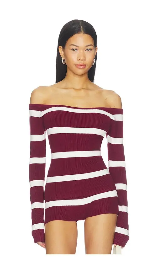 SNDYS. Carla Top In Burgundy - Cherry Stripe