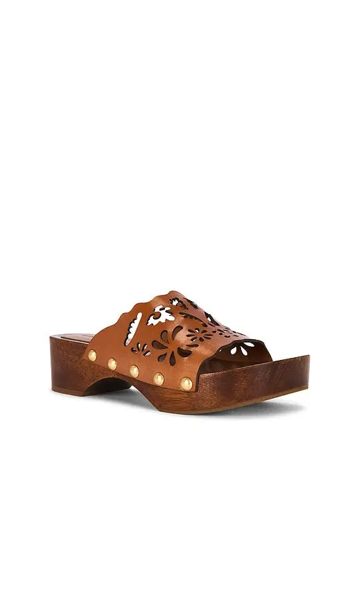 Farm Rio Lace Leather Clog In Brown