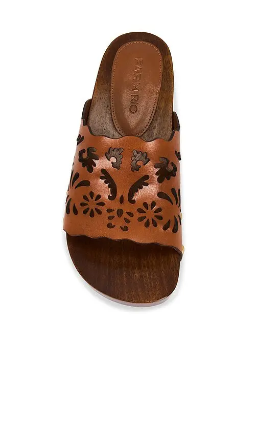 Farm Rio Lace Leather Clog In Brown