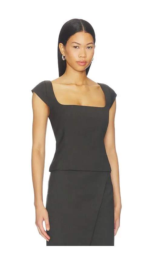 ST. AGNI Wool Cap Sleeve Top In Brown