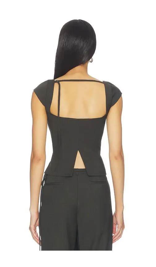 ST. AGNI Wool Cap Sleeve Top In Brown