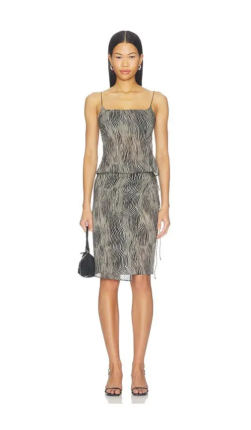 ST. AGNI Savannah Silk Cami Top In Black & White
