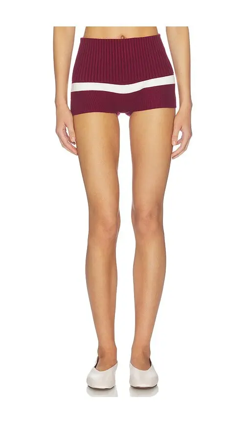 SNDYS. Carla Short In Burgundy - Cherry Stripe