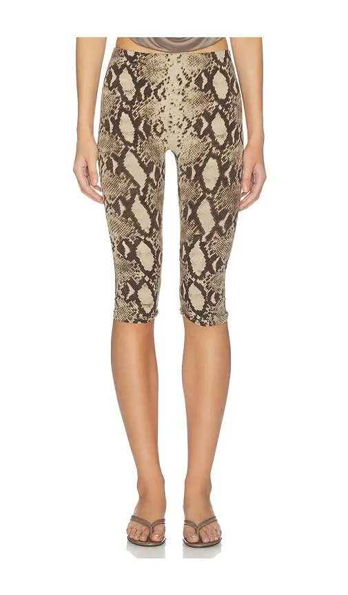 INDAH Printed High Waisted Capri Pant In Cream - Python