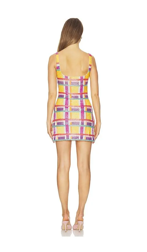 OCEANUS Candy-stripe Mini Dress In Yellow,pink