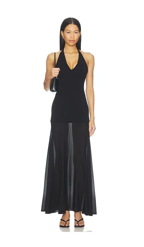 ST. AGNI Circle Hem Halter Dress - Black