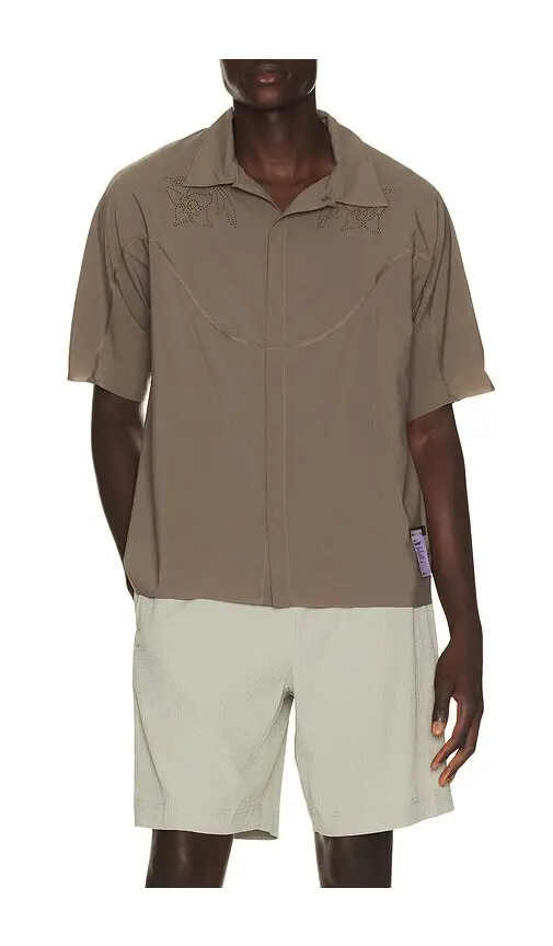 Satisfy Peaceshell River Shirt Short Sleeves In Brown - Falcon