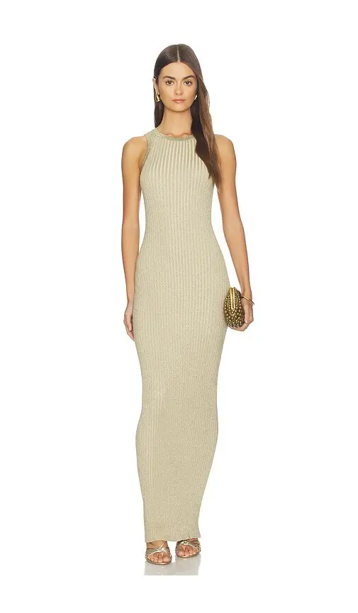 Superdown Rumi Knit Maxi Dress In Metallic