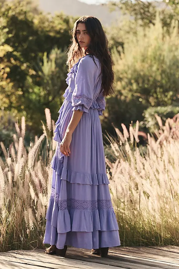 Free People Isobel Maxi Dress With Ruffles And Lace - Spring Tulip