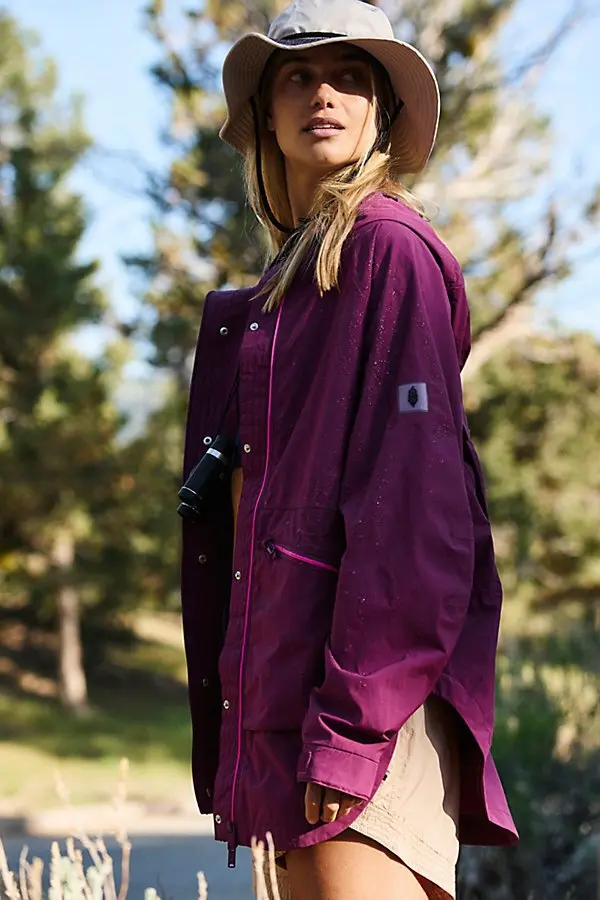Free People Singin' In The Rain Packable Waterproof Jacket - Deep Mulberry