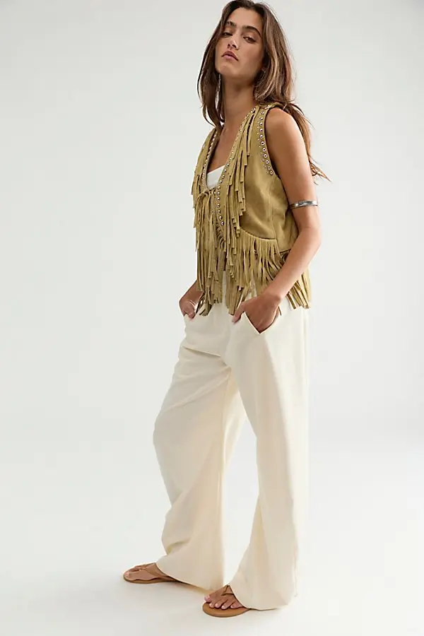 UNDERSTATED LEATHER Suede Fringe Vest