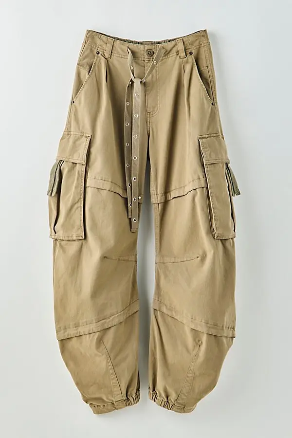 Free People We The Free Reef Curved Twill Cargo Pants - Aloe