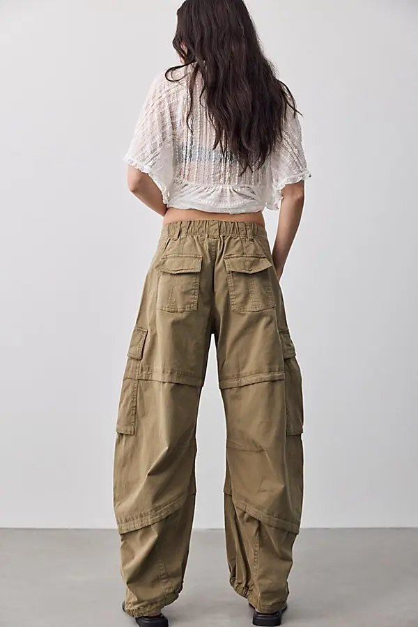 Free People We The Free Reef Curved Twill Cargo Pants - Aloe