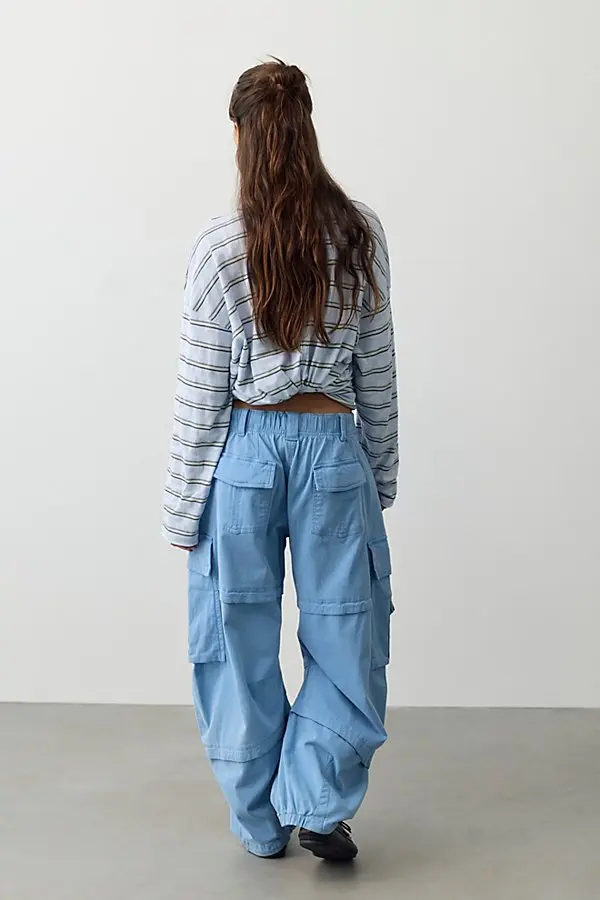 Free People We The Free Reef Curved Twill Cargo Pants - Dusk Blue