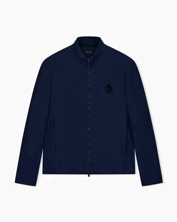 Giorgio Armani Blouson Jacket Regular Fit Jersey In Hi-tech Honeycomb
