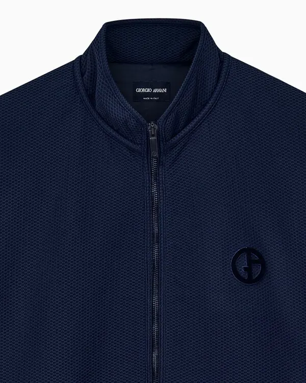 Giorgio Armani Blouson Jacket Regular Fit Jersey In Hi-tech Honeycomb