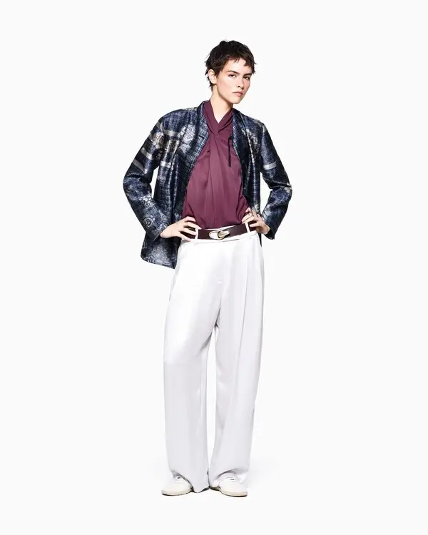 Giorgio Armani Floral Jacquard Guru Collar Blazer